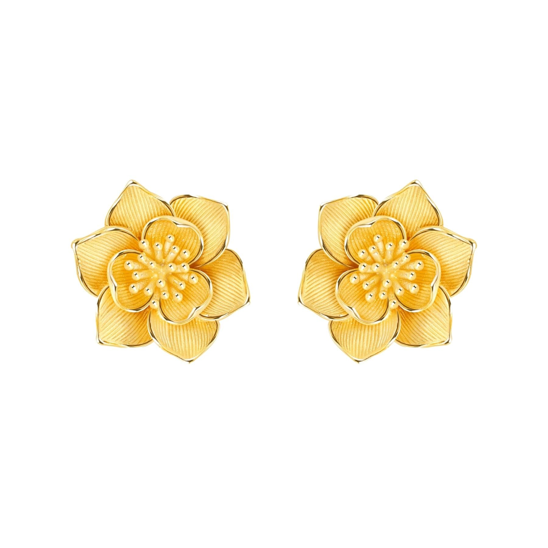 Rose flower design gold earrings store