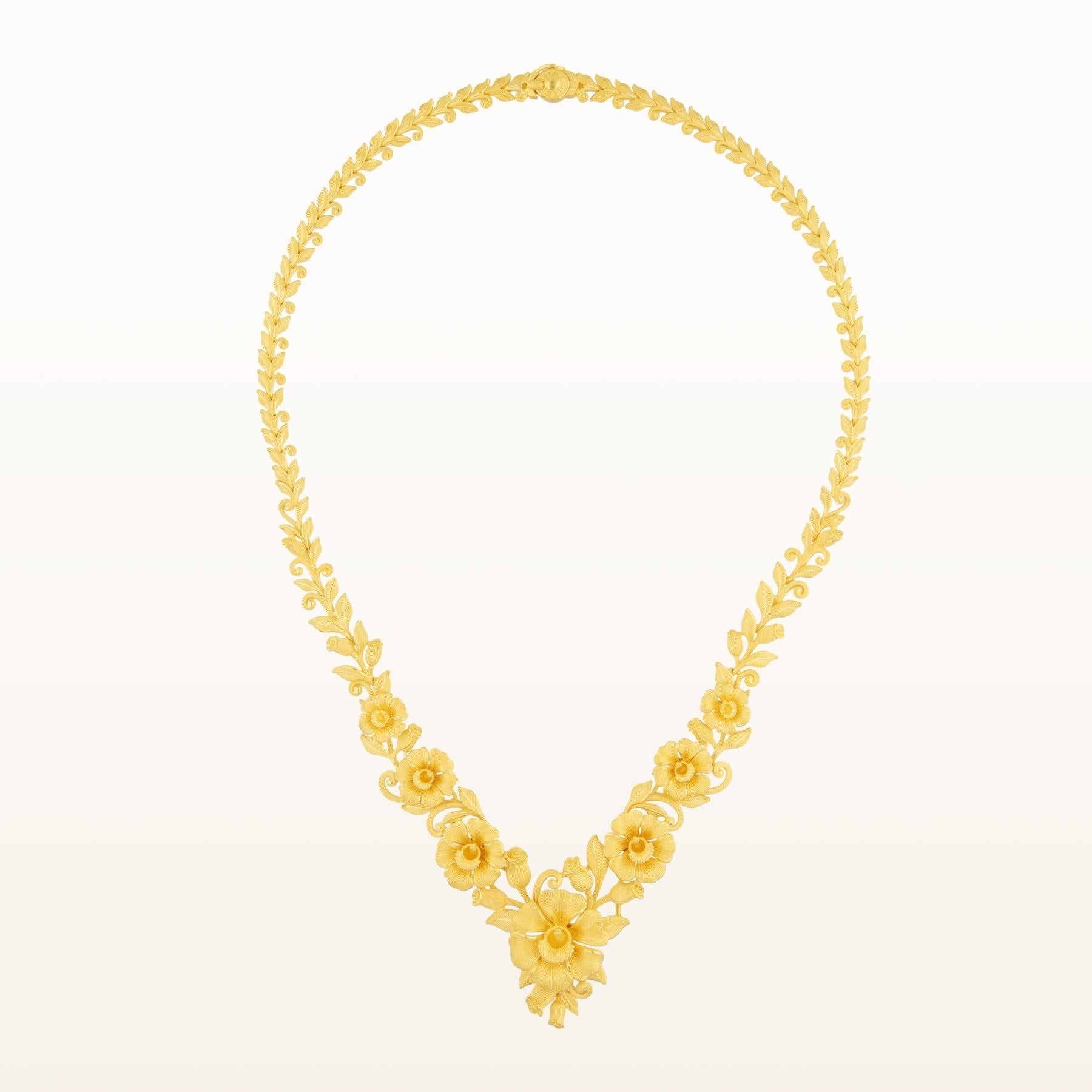 24K Pure Gold Necklace: Grandiflora Flower Design – Prima Gold Official